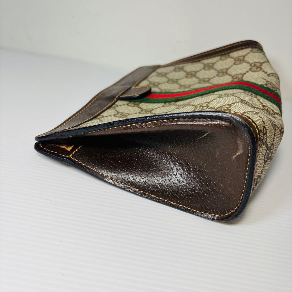 GUCCI 261 Vintage Clutch Bag GG Canvas Sherry Line Brown Old Gucci ...