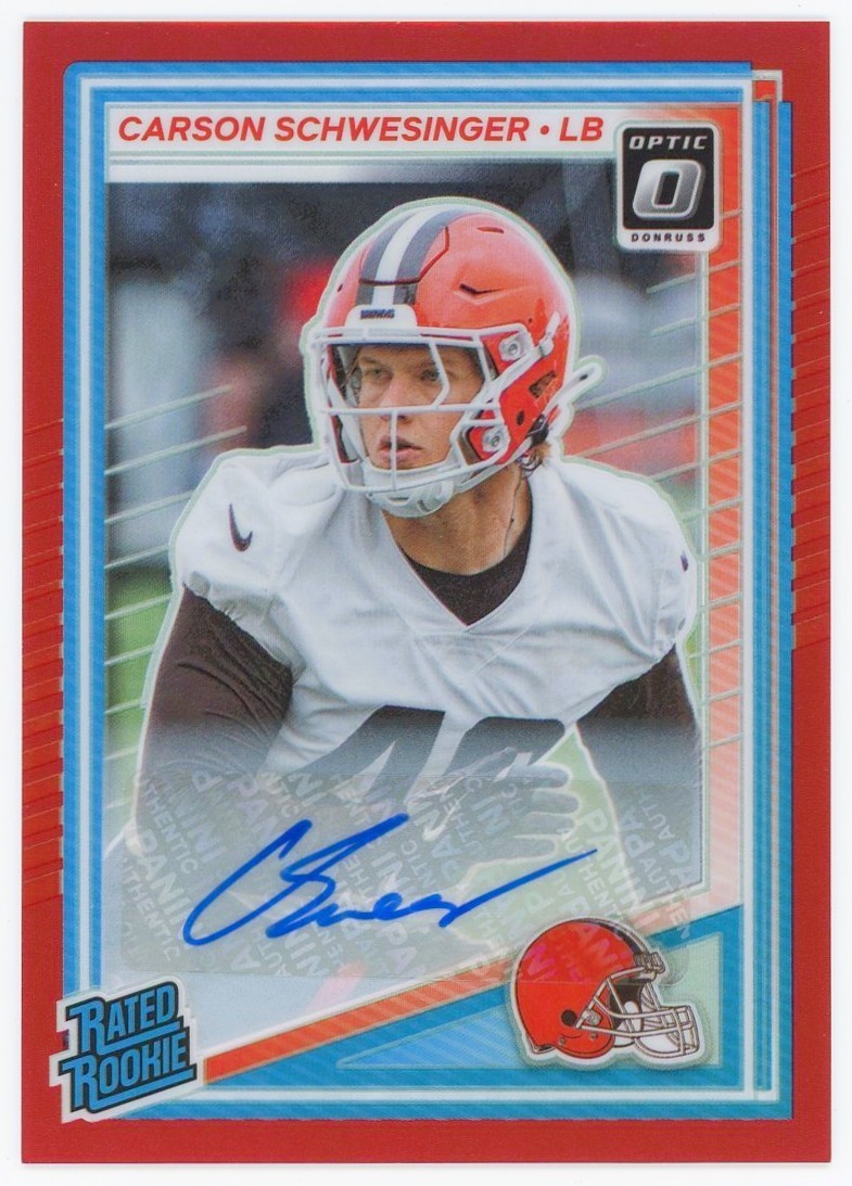 Carson Schwesinger 2025 Optic #217 Rated Rookie Autographs - Red /99 ...