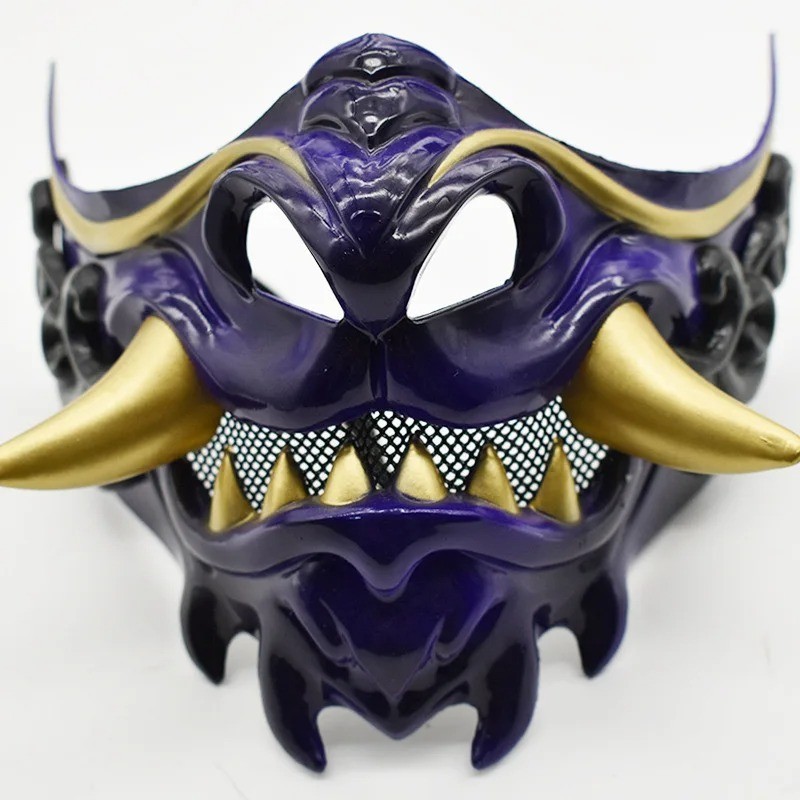 Half Face Japanese Mask Halloween Evil Devil Party Mask Toy Demon ...