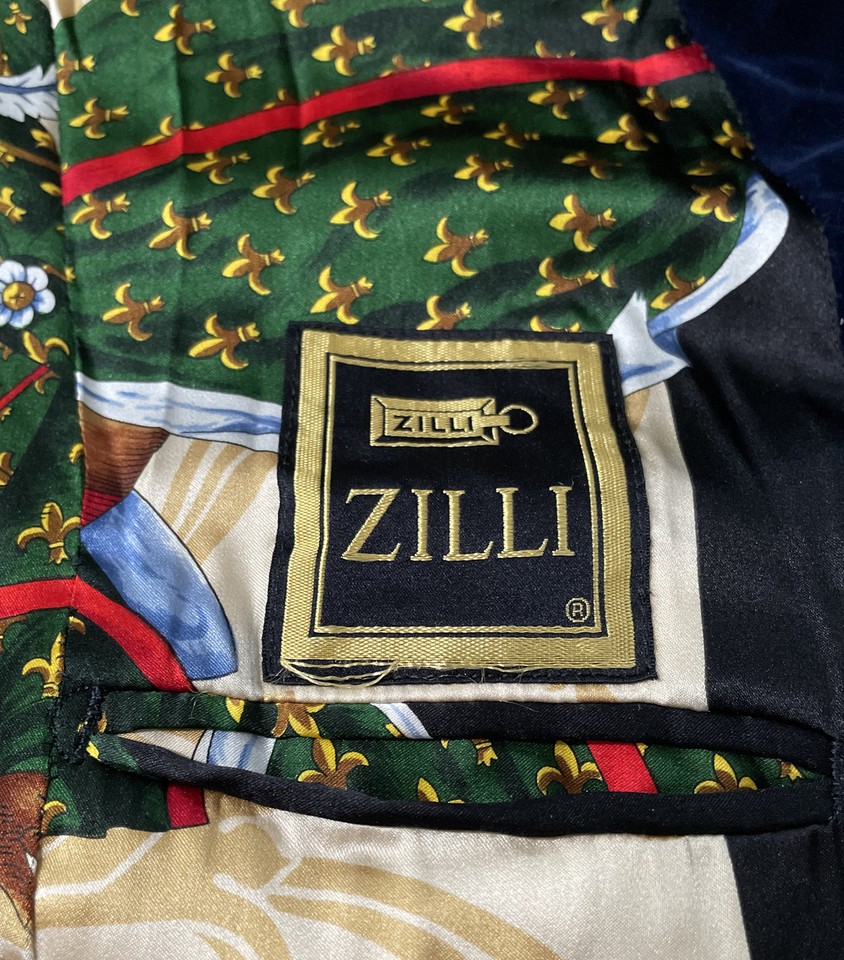 ZILLI Men’s Blazer Jacket Velvet Navy Blue Cotton - Silk Lined France ...