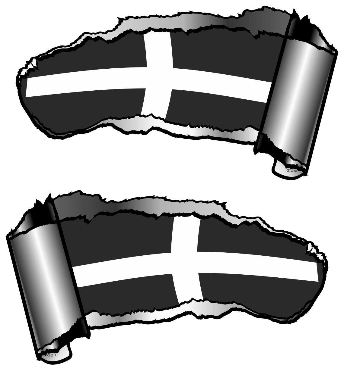 Small Pair Ripped Open Metal Rip GASH Cornwall Cornish Kernow Flag Car ...