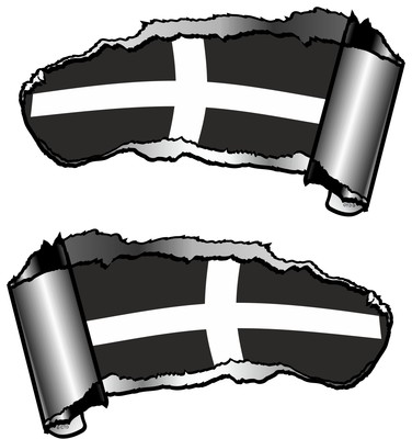Small Pair Ripped Open Metal Rip GASH Cornwall Cornish Kernow Flag Car ...