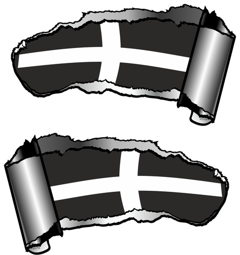 Small Pair Ripped Open Metal Rip GASH Cornwall Cornish Kernow Flag Car ...