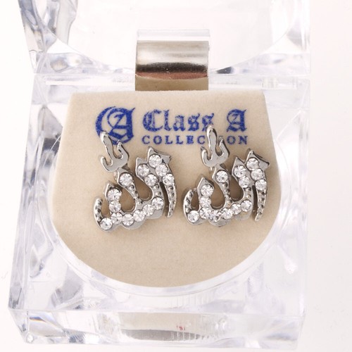 Iced Out Bling Clou d'oreille Box - ALLAH argent | eBay