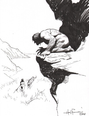 JUNGLE GIRL & MOUNTAIN STALKER! Fantasy Art Ink Drawing by MIKE HOFFMAN ...