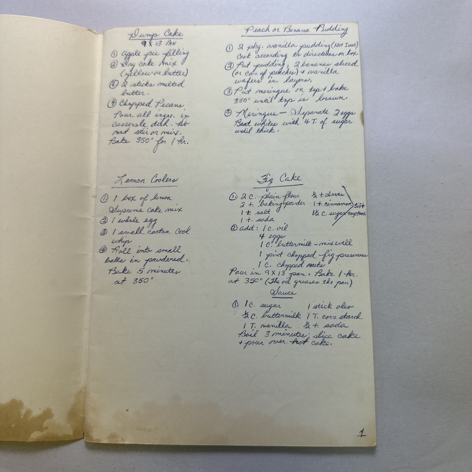 Favorite Recipe Book - 13 or So Handwritten Recipes | eBay