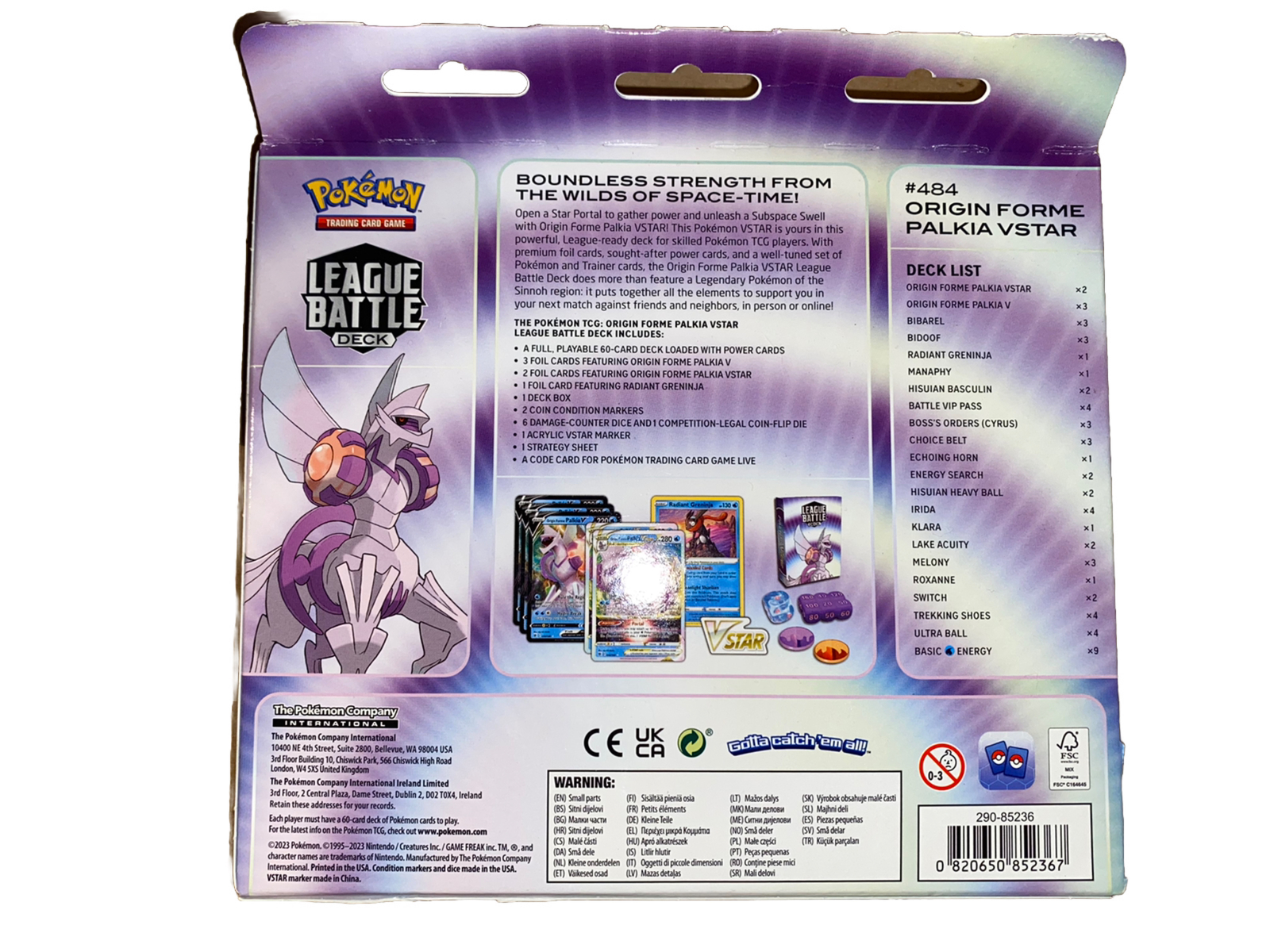 Pokémon TCG: Origin Forme Palkia VSTAR League Battle Deck Box ...