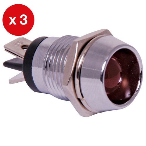 3 PACK - Red 100mcd 10mm LED With Chrome Bezel | eBay
