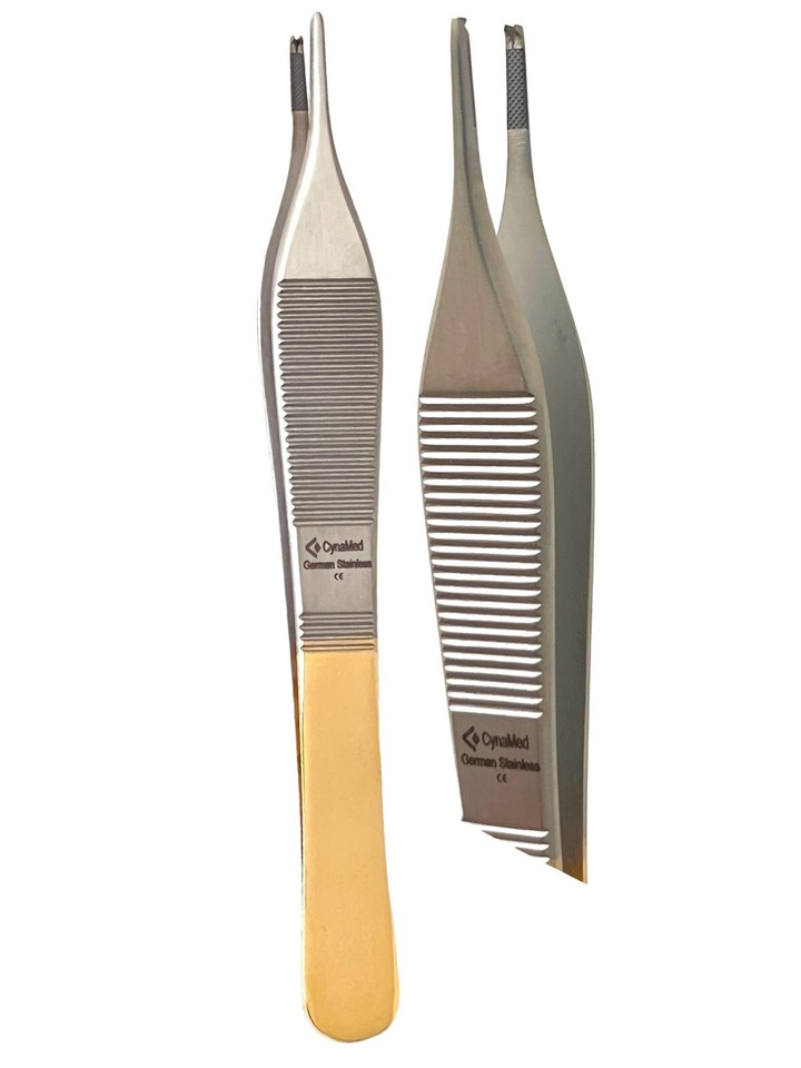 German T/C Adson Tissue Forceps 1x2 Rat Tooth,Brown ,Serrated Teeth ...