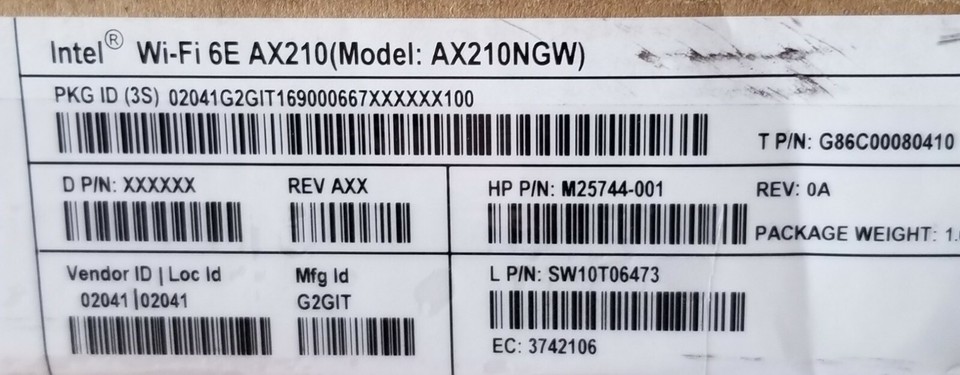 Original Intel WIFI AX210 with BT M.2 2230 AX210.NGWG.NV 6E (LOT of 10 ...
