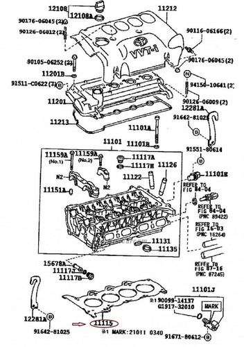 TOYOTA COROLLA RUNX NZE121 GENUINE HEAD GASKET 11115-21091 JDM SPARES ...