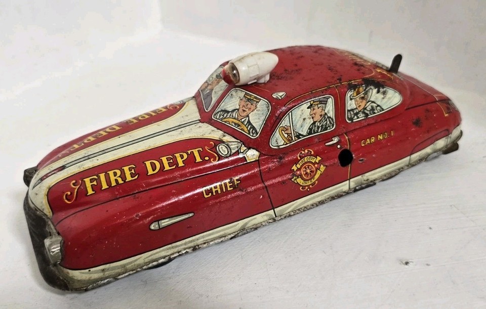 Vintage Marx Friction Driven Fire Chief Tin Lithographed Car No. 1 | eBay