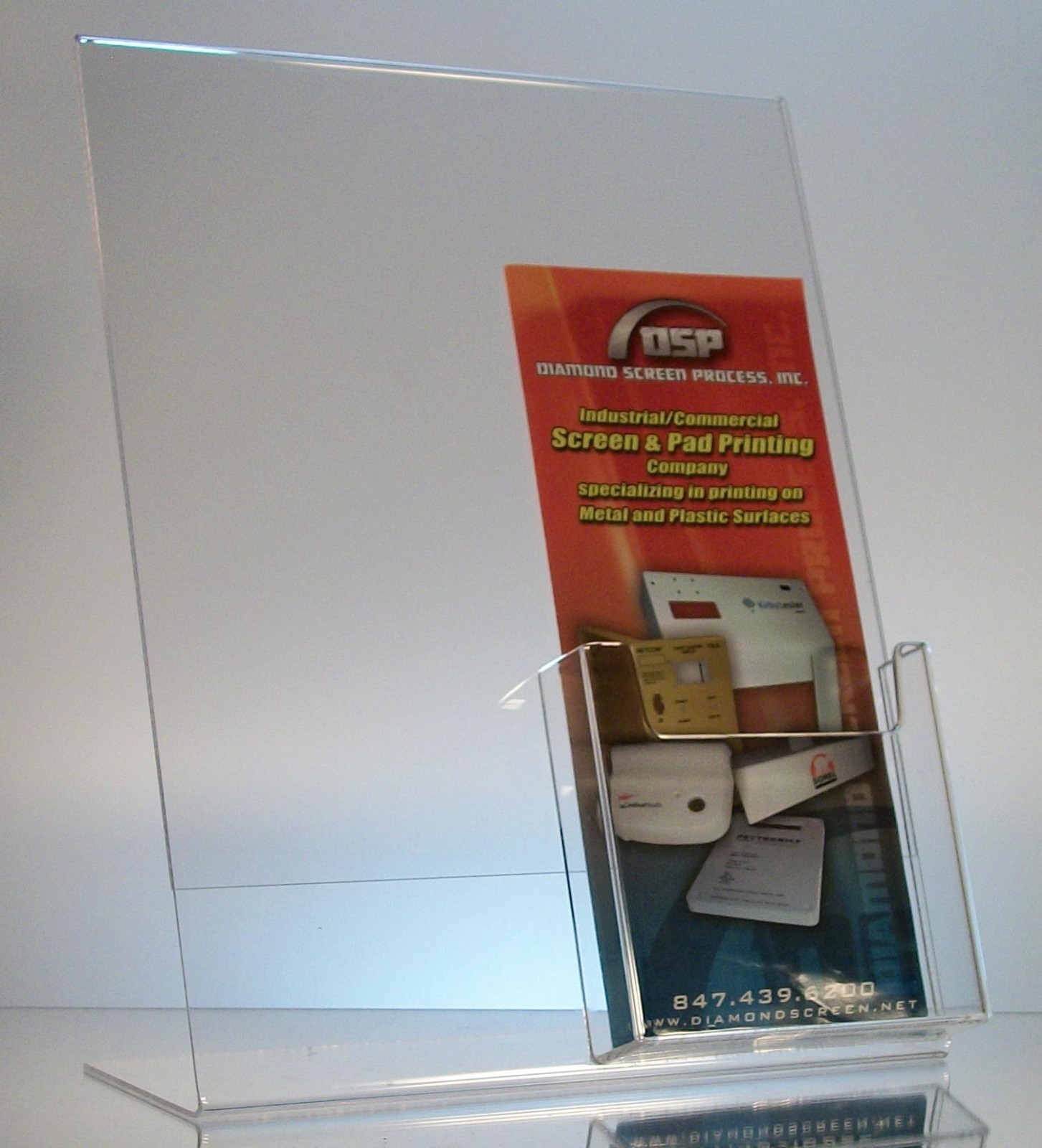 5 Acrylic 8.5x11 Slanted Picture Frames with 4x9 Tri-Fold Brochure ...