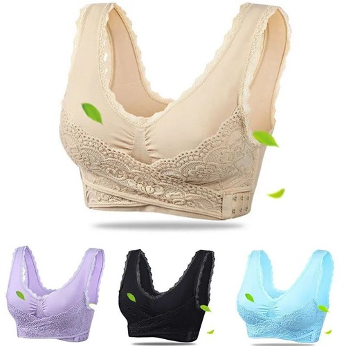 Lace Push Up Bralette - 3XL Sexy Everyday Wireless Front Closure Sleep ...