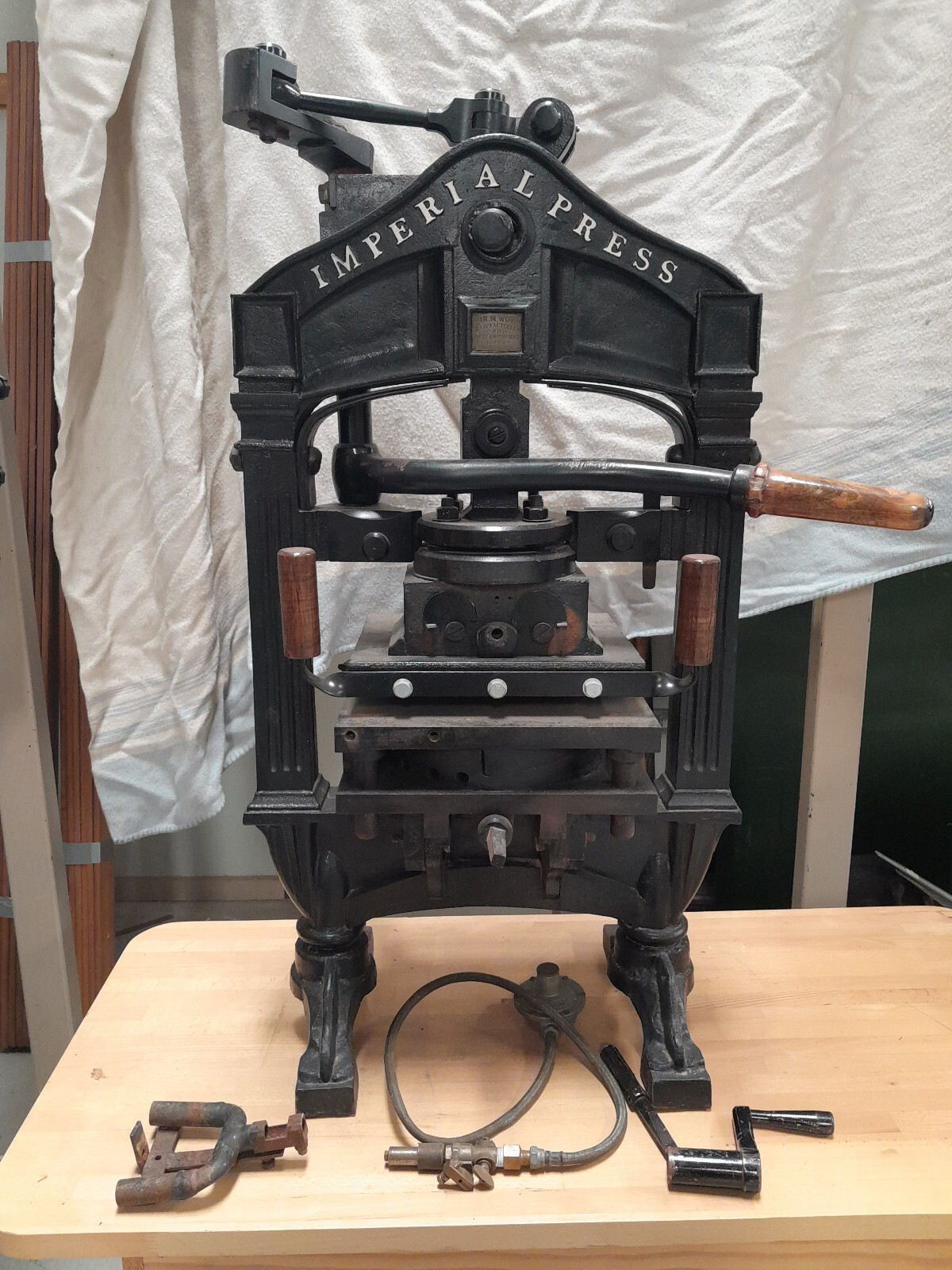 Antique, 1800s blocking machine, stamping, Imperial Press, J & R M ...