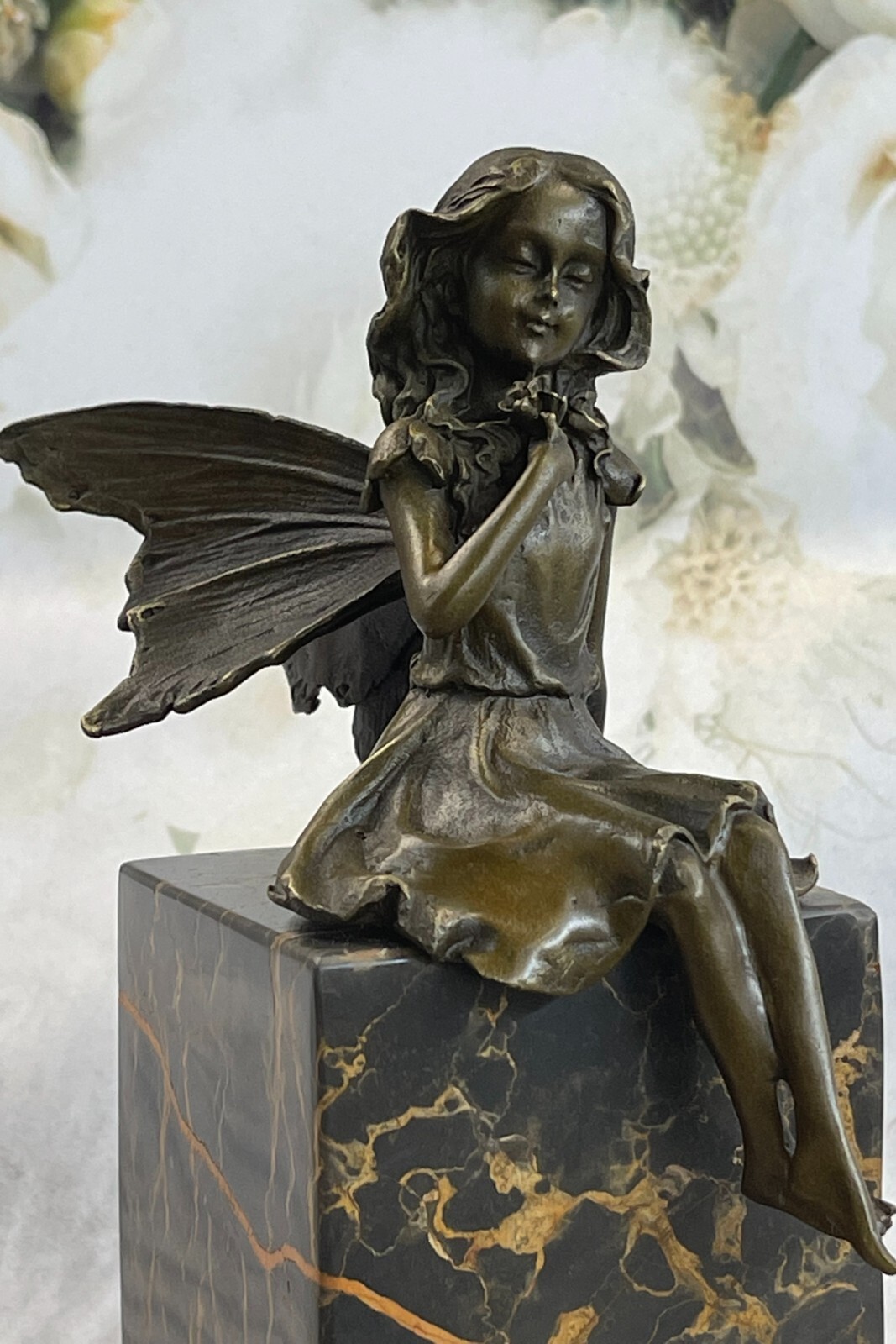 Butterfly Angel Nymph Fairy Fantasy Art Deco Elegant Bronze Marble ...