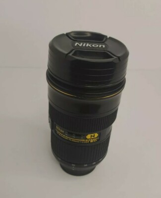 Nikon Nikkor Camera Lens 24-700mm Insulated Black 12oz Tumbler Mug ...