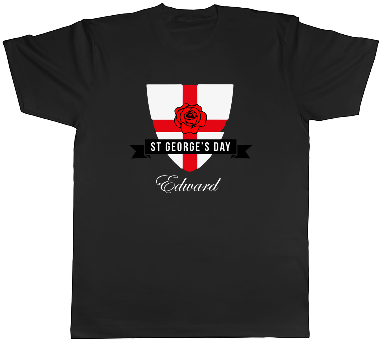 Personalised St George's Day Sheild Flag Mens Unisex T-Shirt Tee Gift ...
