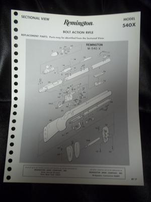 Original Remington Parts List~Model 540X Bolt Action Rifle~22 Caliber ...