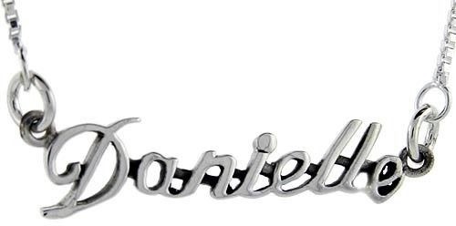 925 Sterling Silver Danielle Name Plate Charm Pendant Necklace FREE 17 ...