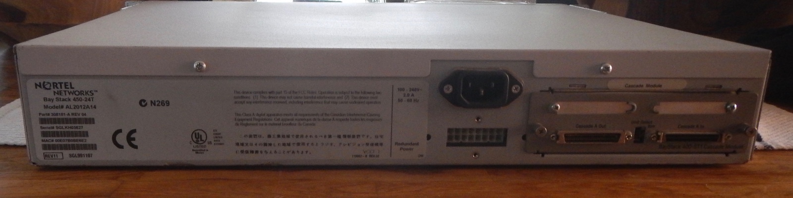 NORTEL BAYSTACK 450 - 24T Network Switch - MODEL AL2012A14 #951 | eBay