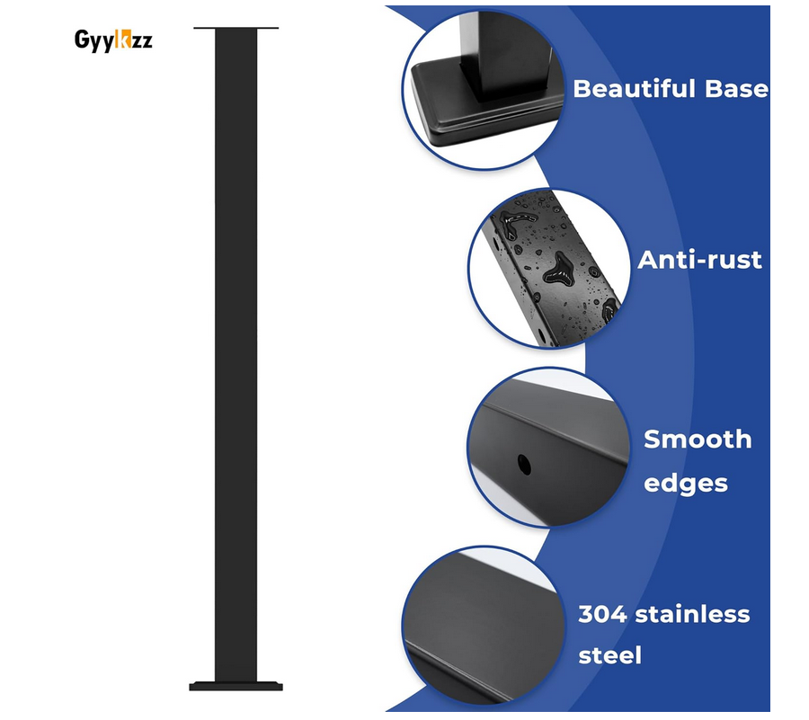 Cable Railing Deck Post 36" Fixed Flat Top Mount Level Drilled Cable ...