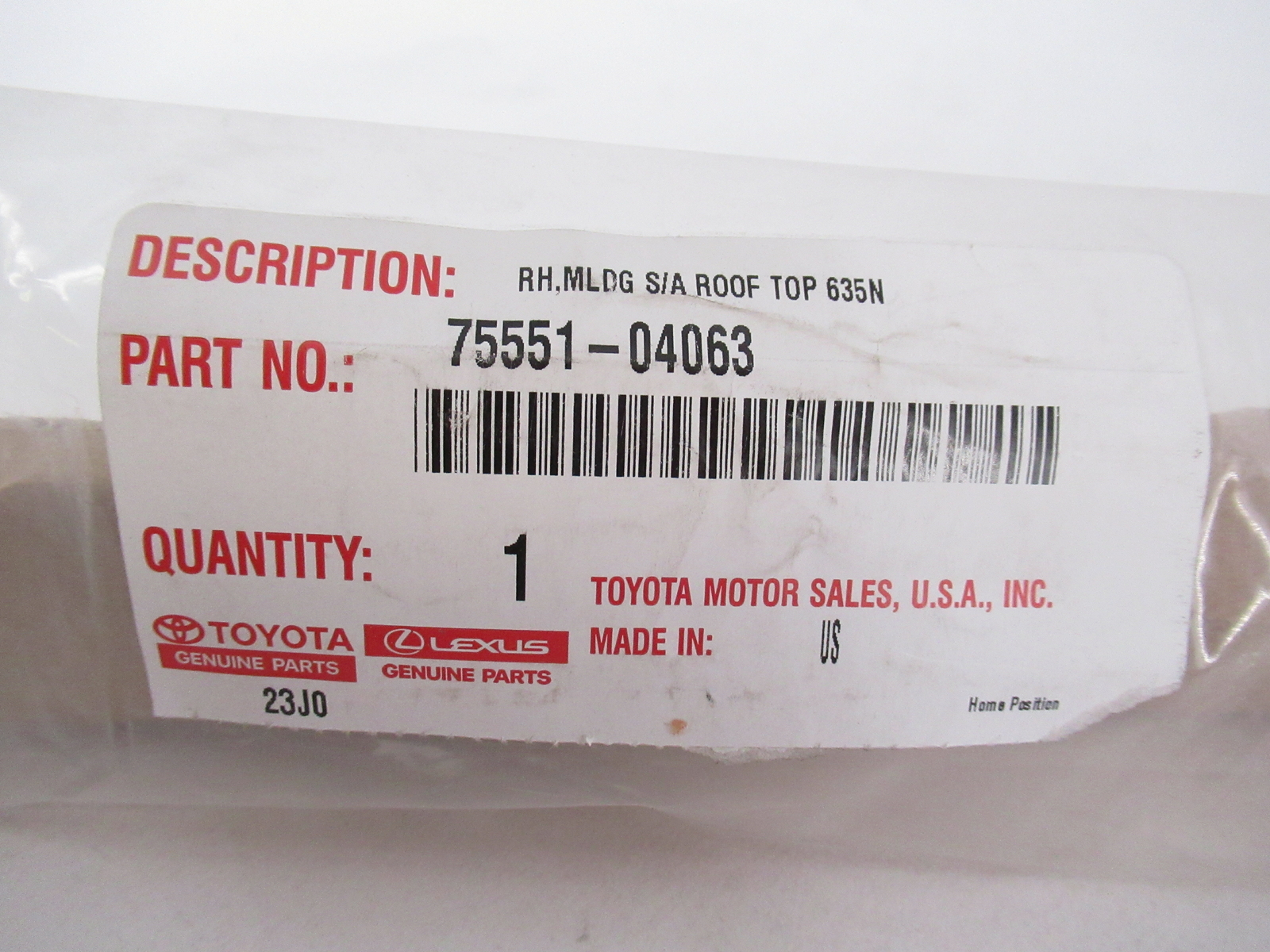 Genuine OEM Toyota 75551-04063 Passenger Roof Drip Molding 2005-2015 ...