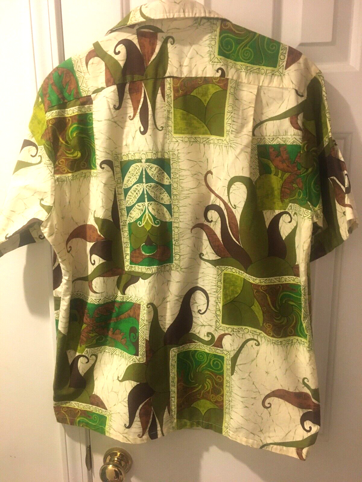 1970’s Men's BAREFOOT in PARADISE Green Hawaiian Shir… - Gem