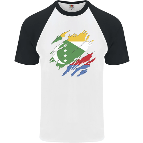 Déchiré Comores Drapeau Comorienne Jour Football HOMMES S/S Baseball T ...