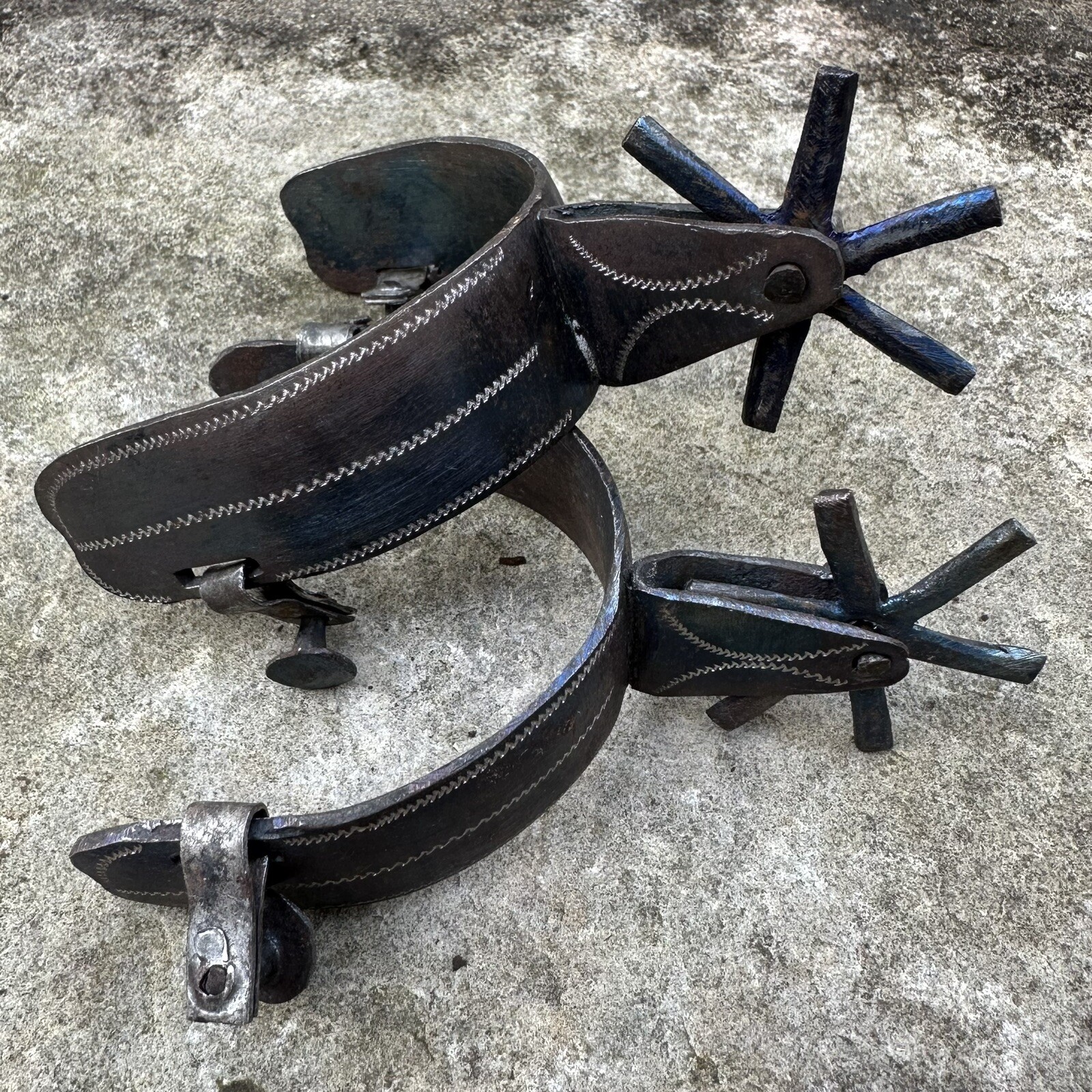 ORIGINAL Antique Spur Pair Mexican Style Hand Engraved Boot Horse Spurs ...