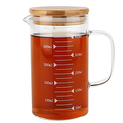 Graduated Beaker Mug With Handle And Durable Bamboo Lid Borosilicate ...