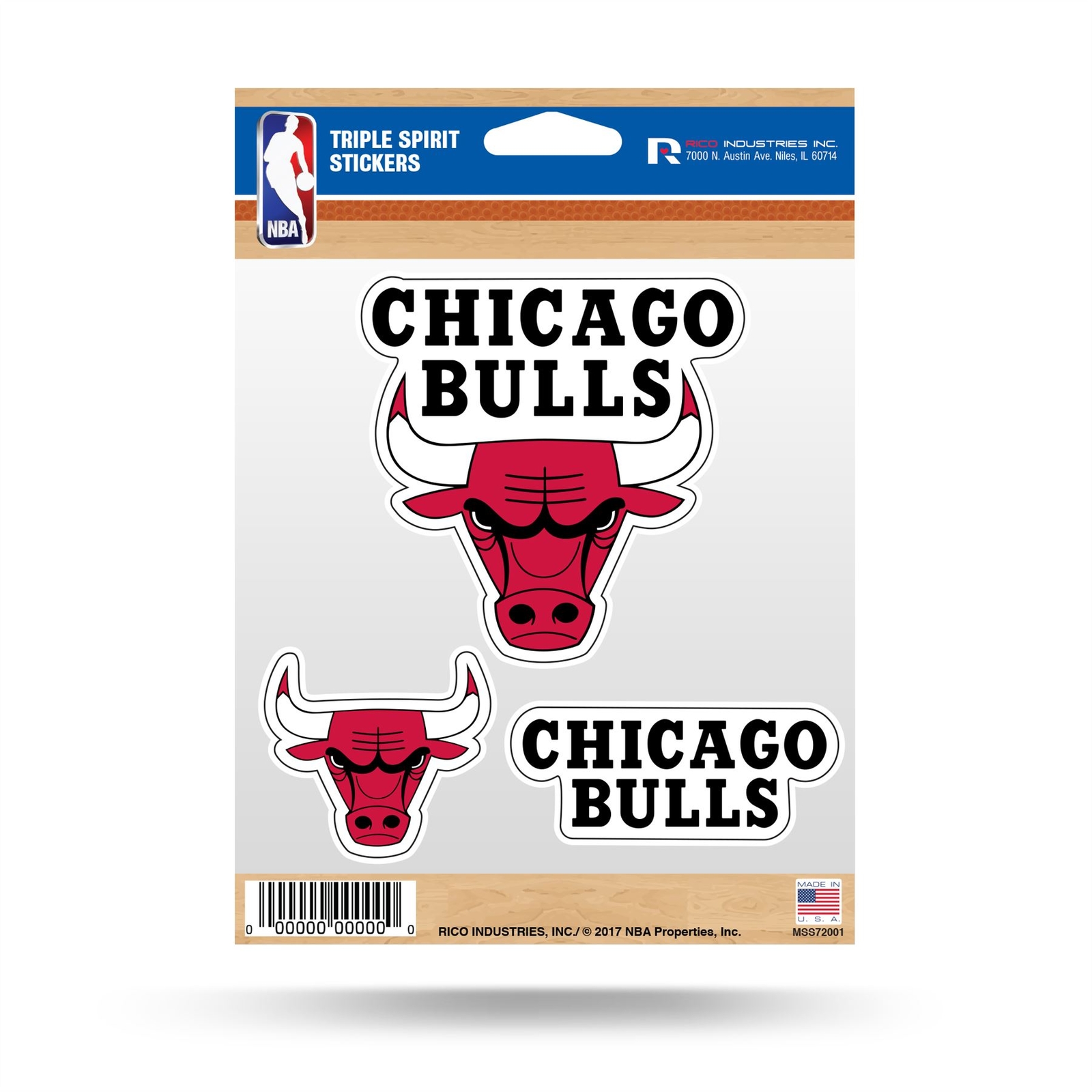 Chicago Bulls Stickers Die Cut Decals 3-Piece Triple Spirit Sticker ...