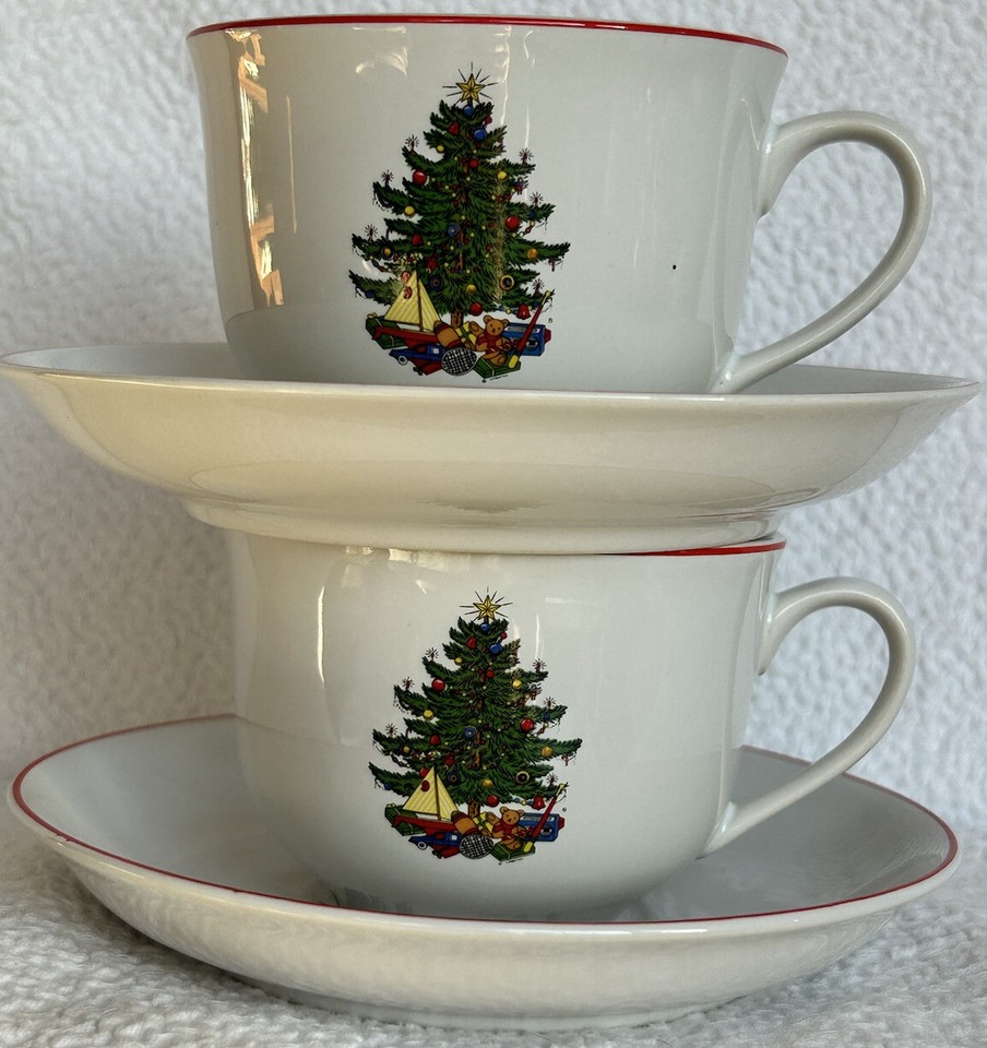 Cuthbertson American Christmas Tree c2001-2005 Cup & Saucer 2 Sets ...