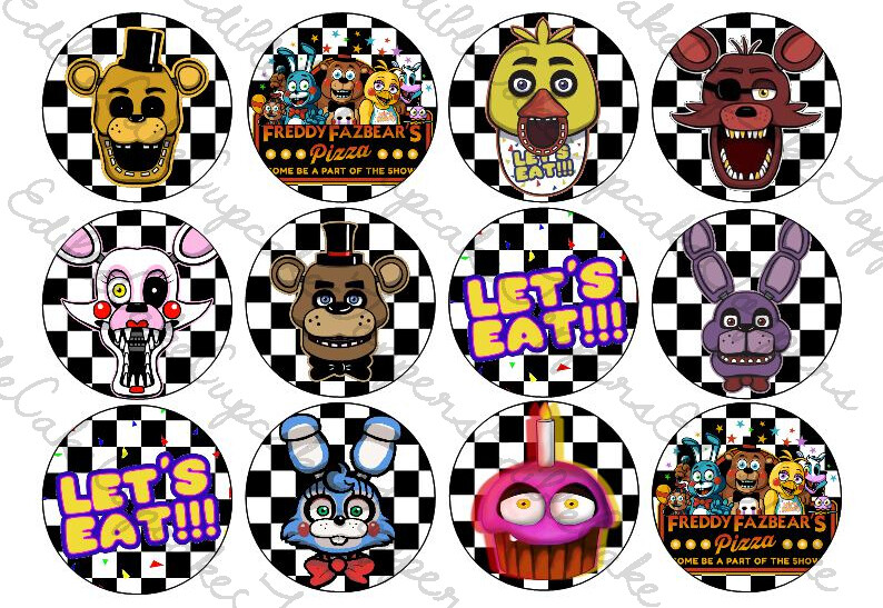 Five Nights At Freddies Cupcake Toppers FNAF Edible Icing Cake | eBay