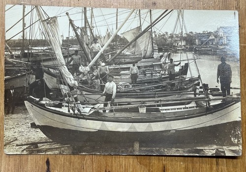 Fisherman Dory Sail Boats Occupational RPPC ~1910 | eBay