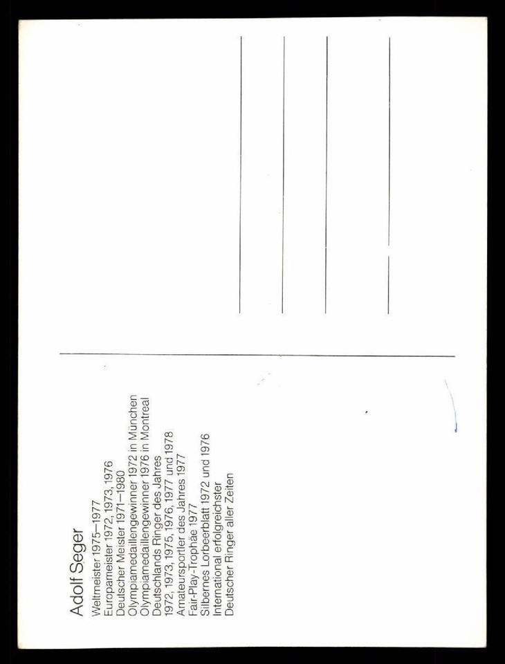 Adolf Seger Autogrammkarte Original Signiert Ringen + A 115313 | eBay
