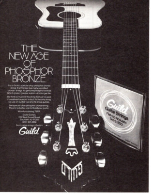 1977 GUILD GUITAR STRINGS PRINT AD, BRONZE, CLASSIC GUITAR MUSIC SALES ...