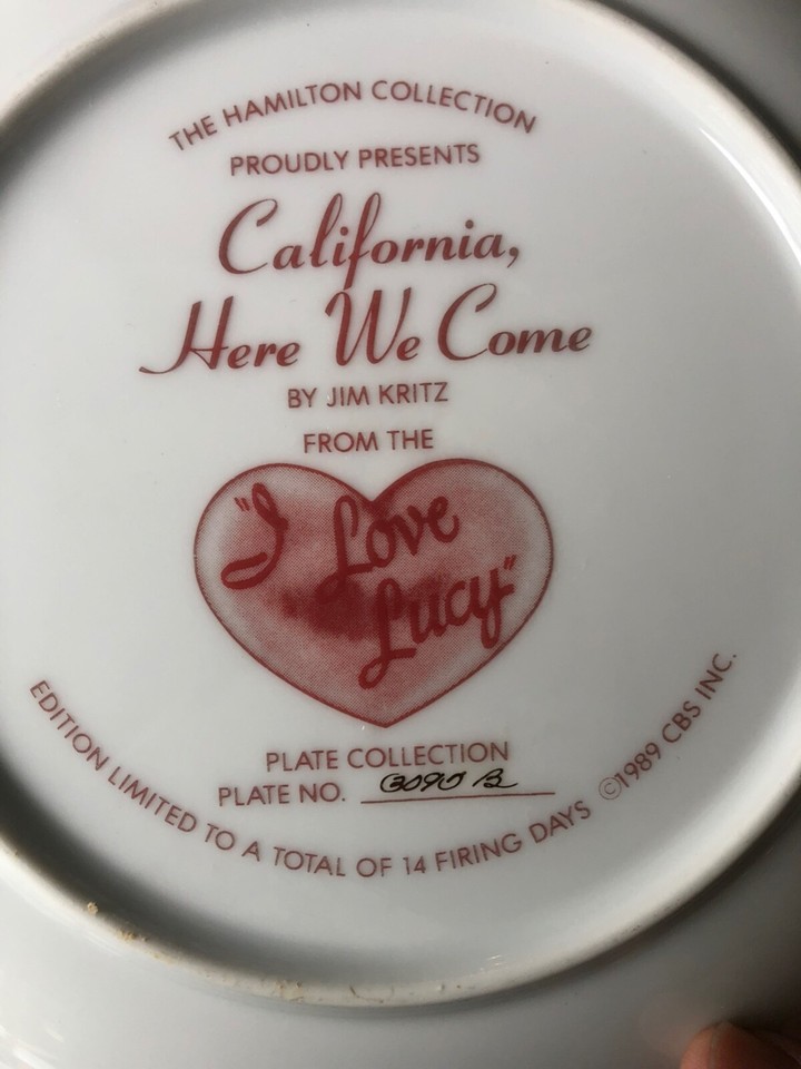 I Love Lucy California, Here We Come Collectors Plate - Rare and ...