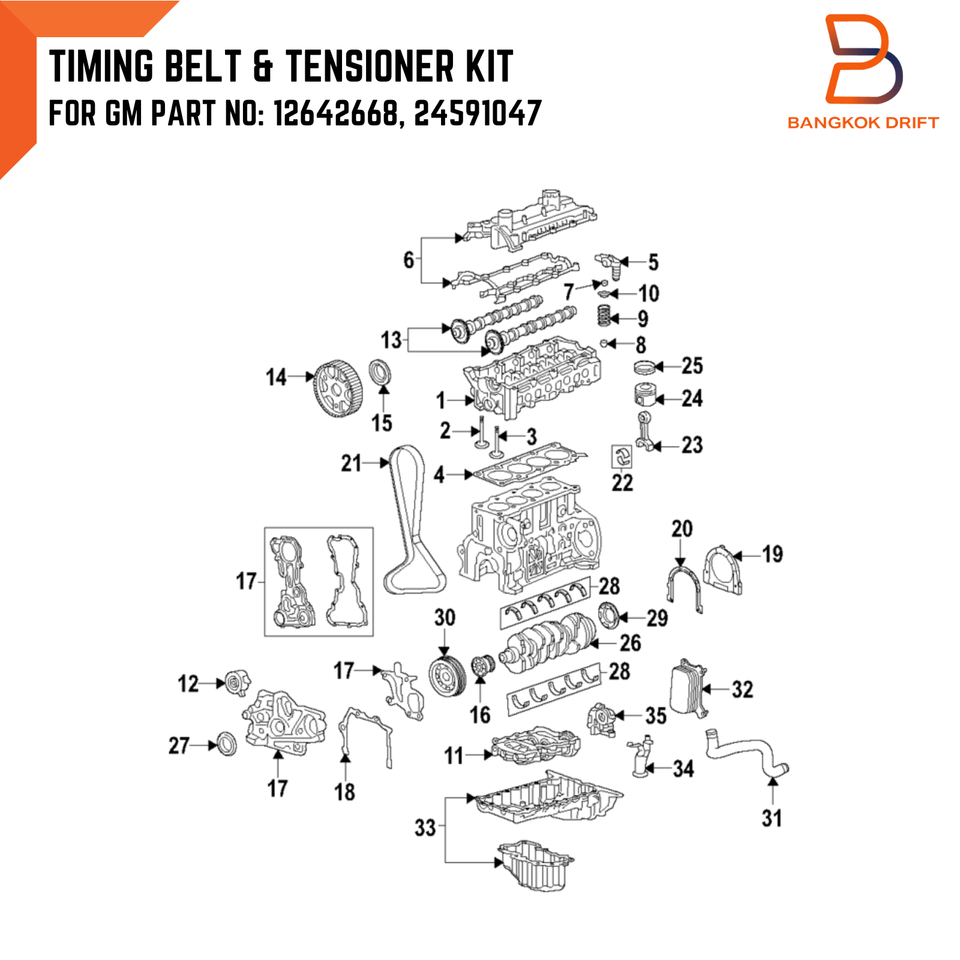 Timing Belt For Chevloret Colorado Trailblazer DIESEL 2.5L 2.8L ...