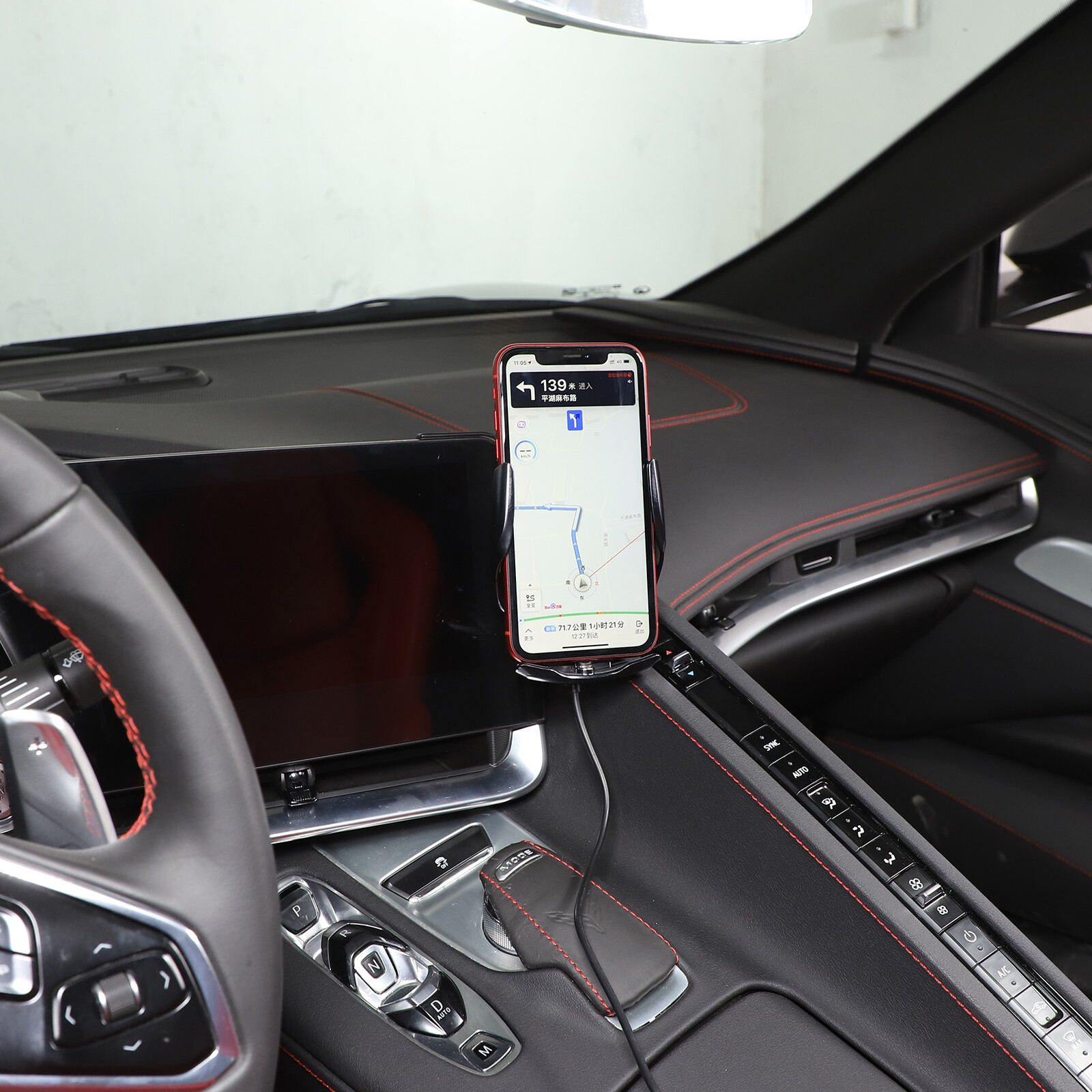 Black Screen Wireless Charger Cell Phone Holder For Corvette C8 2020 ...