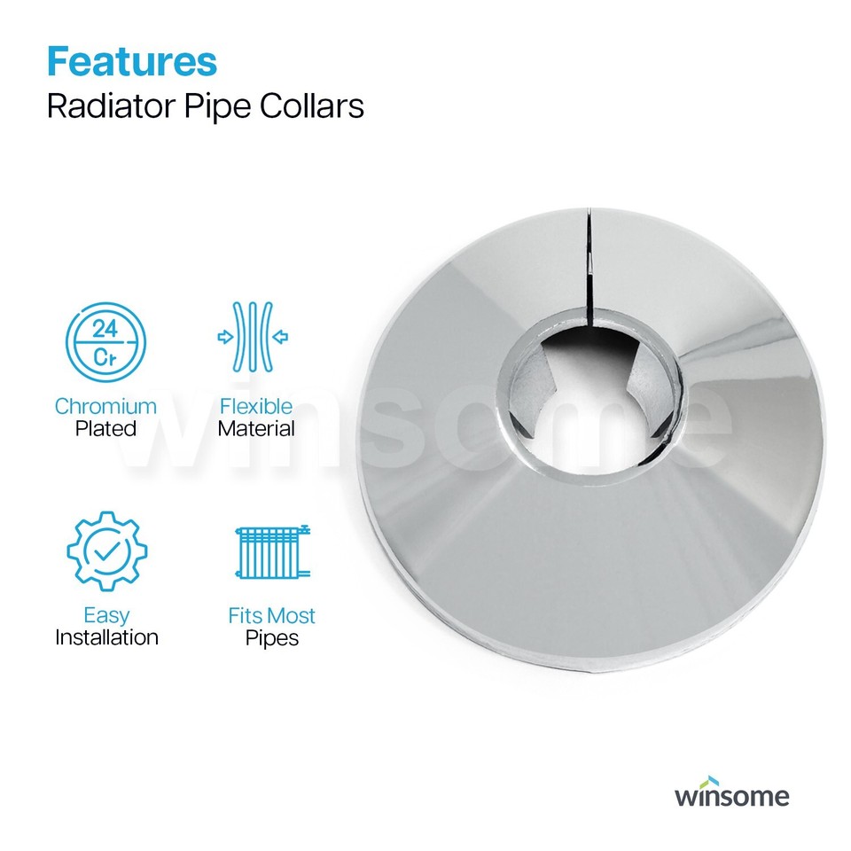 2 x New Radiator Pipe Covers Chrome Pipe Collars Chrome Finish Talon ...