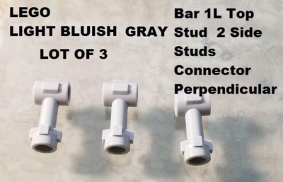 LEGO Lot of 3 Light Blue Gray Bar 1L Top Stud 2 Side Studs Connector ...