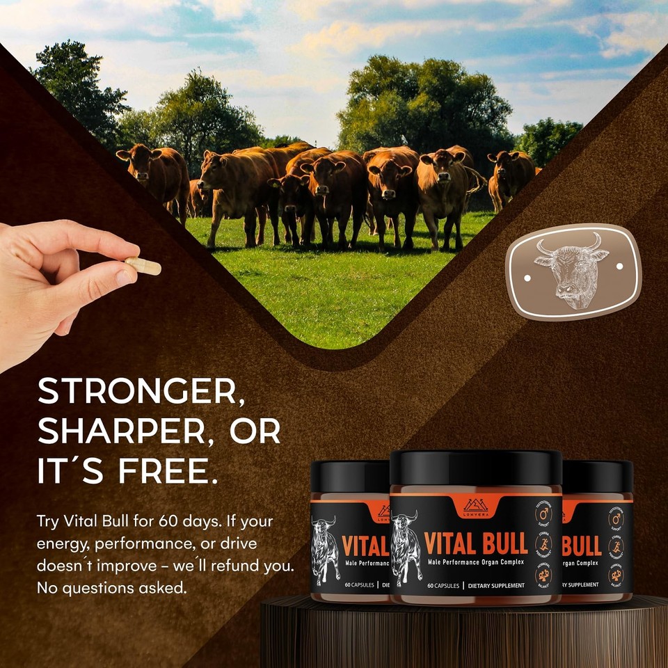 Vital Bull Beef Organ Supplement for Men with Grass Fed Liver, Testicle ...