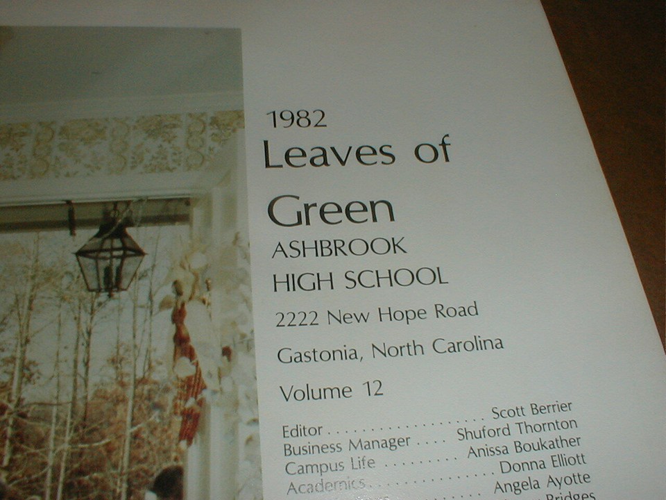 vtg 1982 Ashbrook High School Yearbook Gastonia NC Gaston County North ...