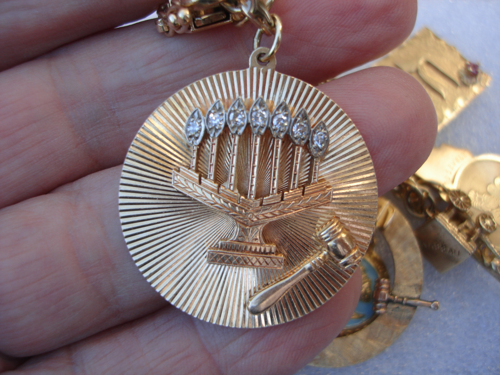 Vintage 14K Gold Charms Diamond Ruby Jewish Judaica Moses Hanukah ...