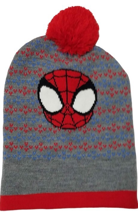 Marvel Spider-Man Spidey Knit Boy Beanie Hat with Pom & Gloves Set (One ...