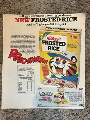 1975 Kellogg's Frosted Rice Newspaper Ad and Coupon Tony Jr. | eBay