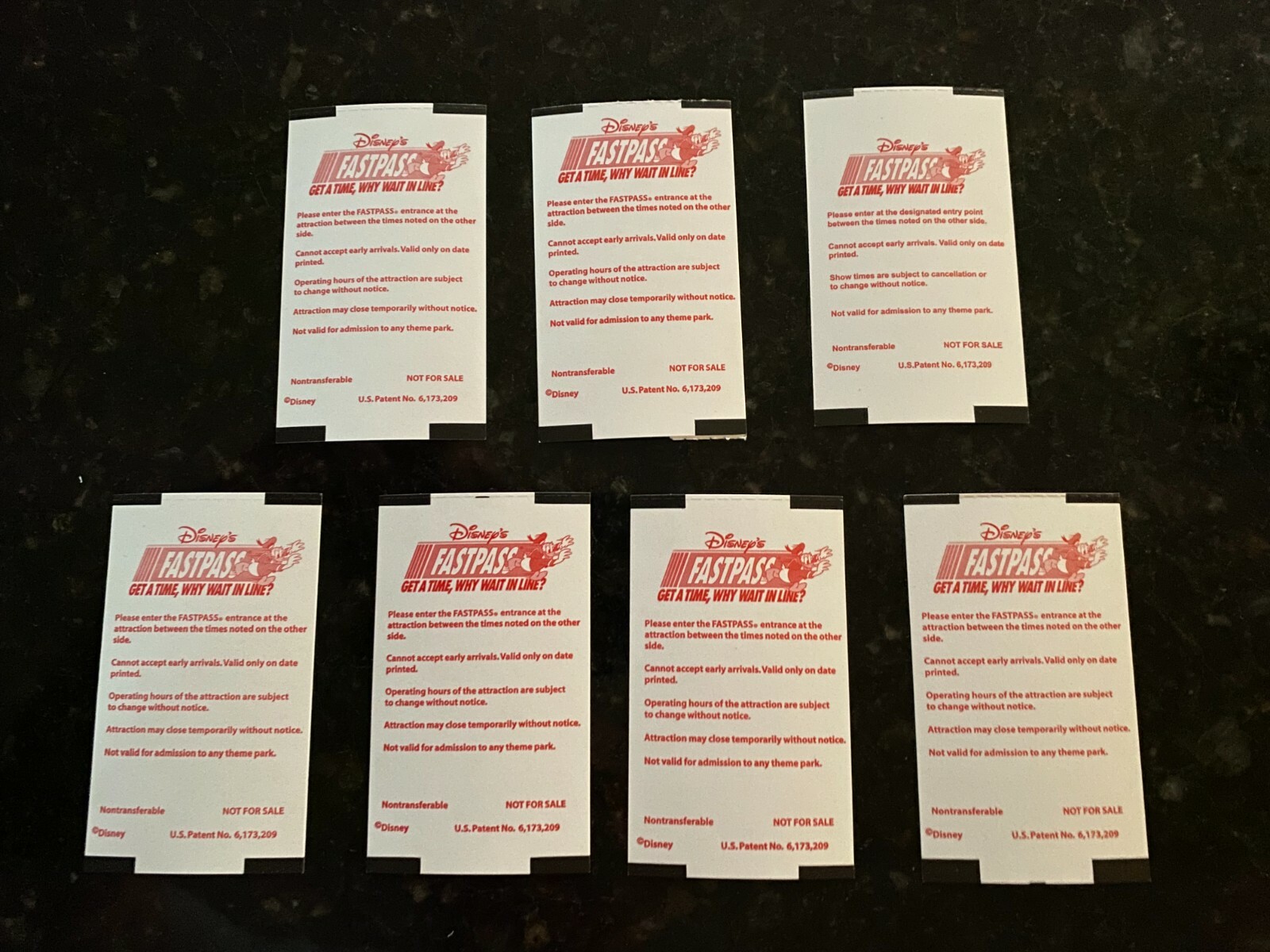 LOT OF 7 FASTPASS FAST PASS DISNEYLAND CALIFORNIA ADVENTURE SOARIN ...