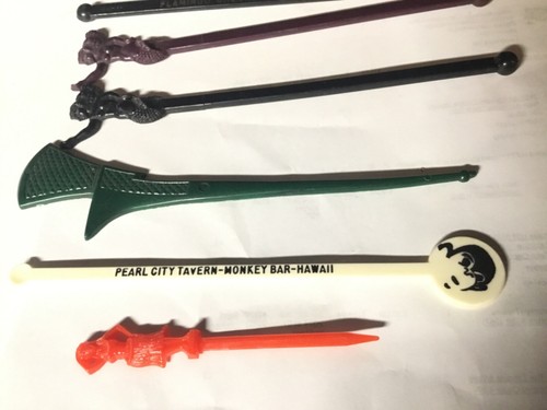 Lot Hawaiian Swizzle Stick Stirrers Little Georges Monkey Bar ...