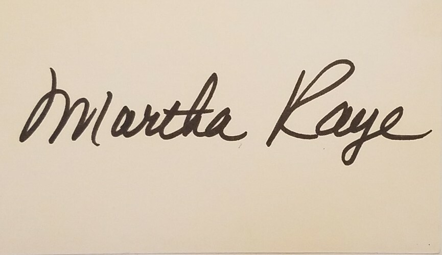 Martha Raye Actress Signed 3 X 5 Index Card Autograph | eBay